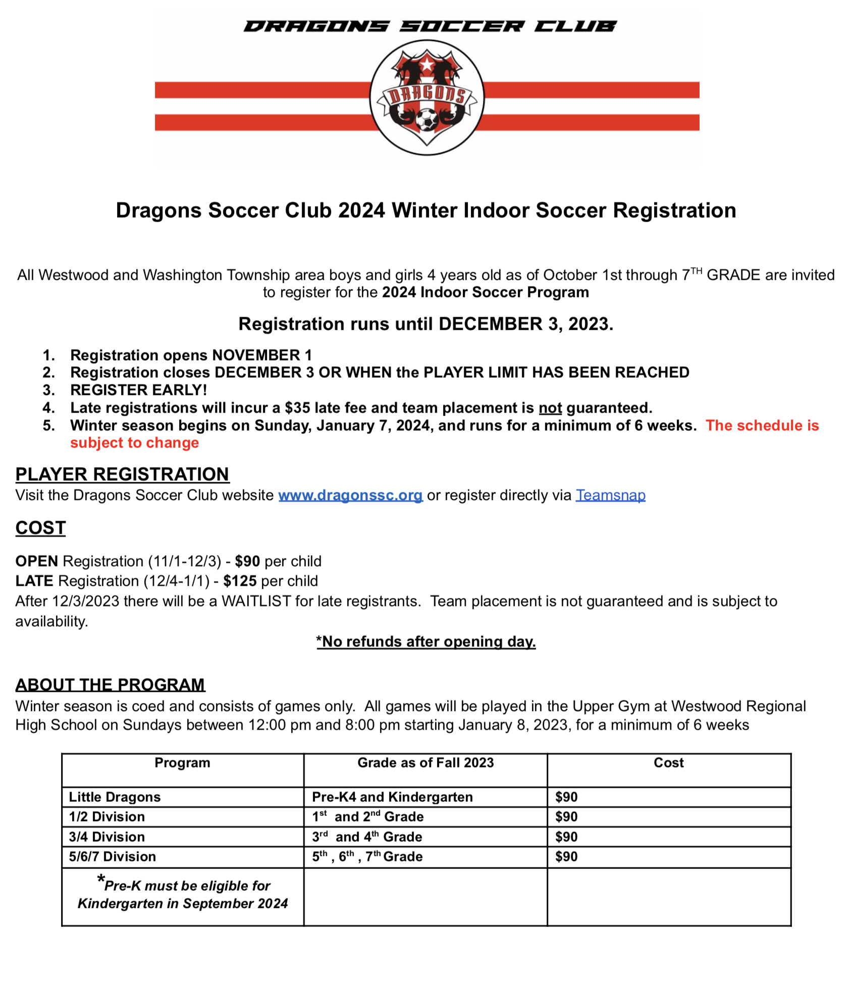 Registration - Dragons Soccer Club